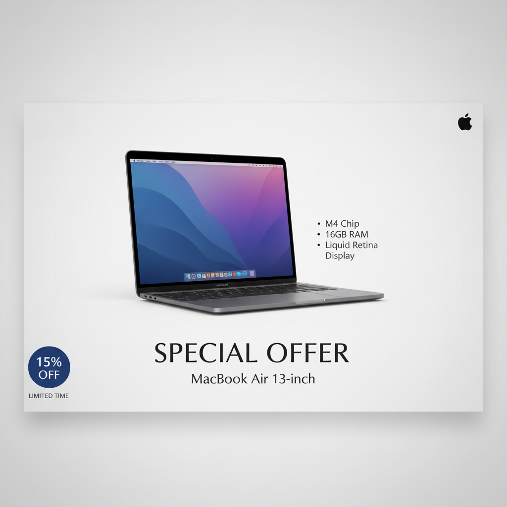 Apple MacBook Air 13" M4 Chip 16GB 256GB – Black Friday £849 – CamyCraft